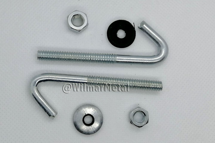 100pcs J BOLT (roofing) 1/4 X 2 1/2 WITH NUT AND BONDED WASHER small ...