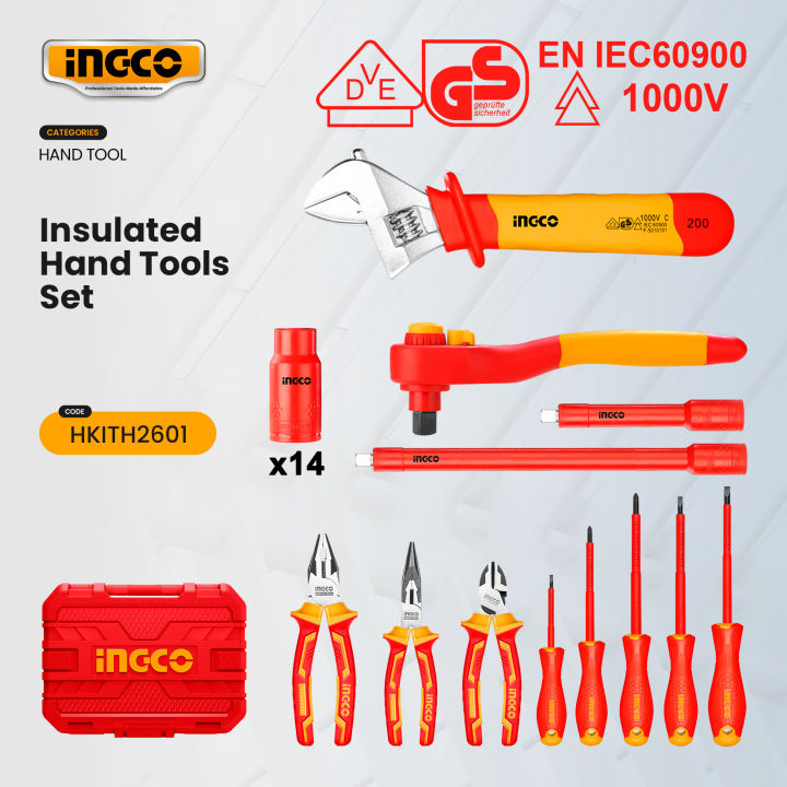 INGCO 26PCS Industrial Insulated Hand Tool Set 1000V, VDE/GS ...