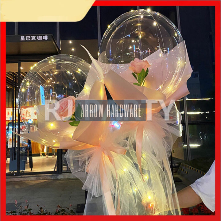 Balloon LED Rose Bouquet Bobo Luminous Balloons Wedding Birthday ...