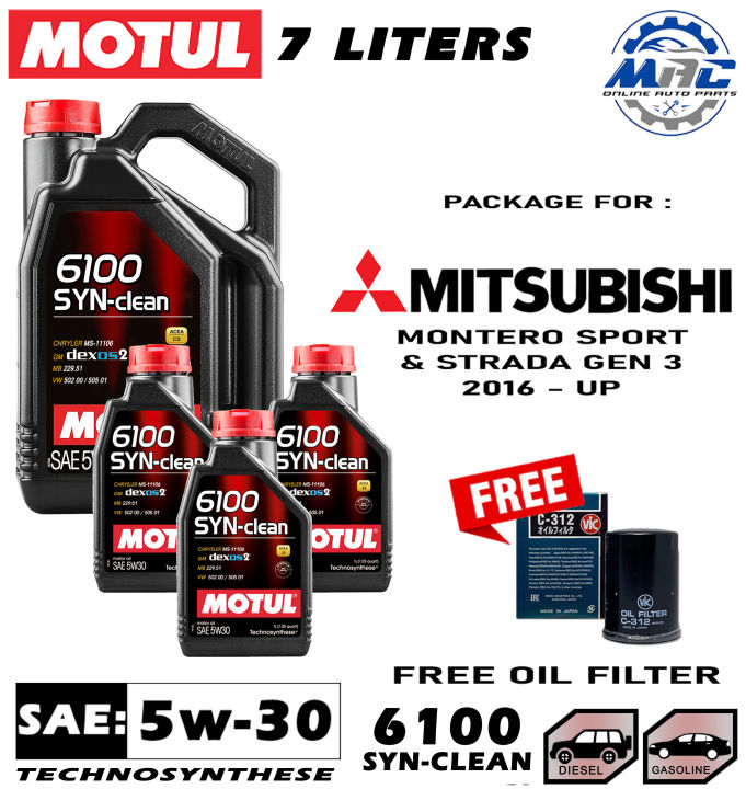 Motul 6100 Syn-Clean 5w-30 7 LITERS ENGINE OIL PACKAGE FOR MITSUBISHI ...