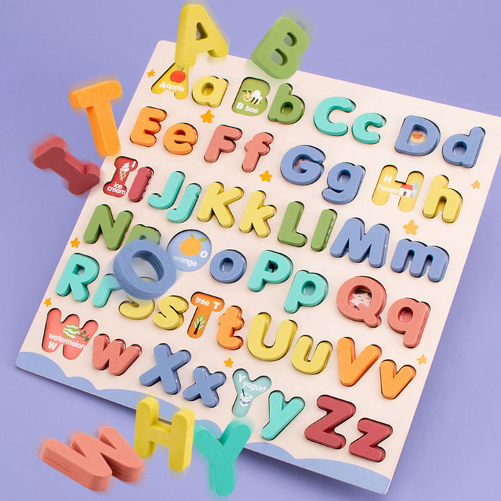 Wooden Puzzle Board Educational Alphabet Toy Wooden Alphabet Puzzle ...