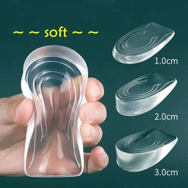 1pair Silicone Gel Transparent Shoe Insoles Insert Pad Height Increase ...