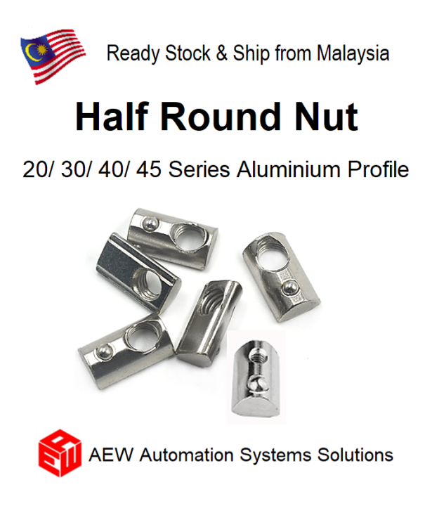 Half Round Nut/ Half Round Elasticity Spring Nut for 20/30/40/45 Series Aluminium Profiles | Lazada