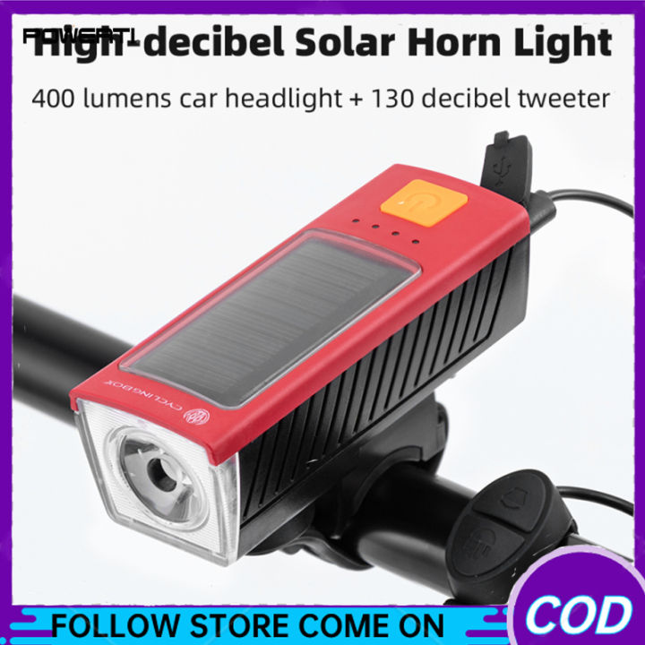 Solar Bicycle Headlight 5-modes Usb Rechargeable 1200mAh 400 Lumens ...