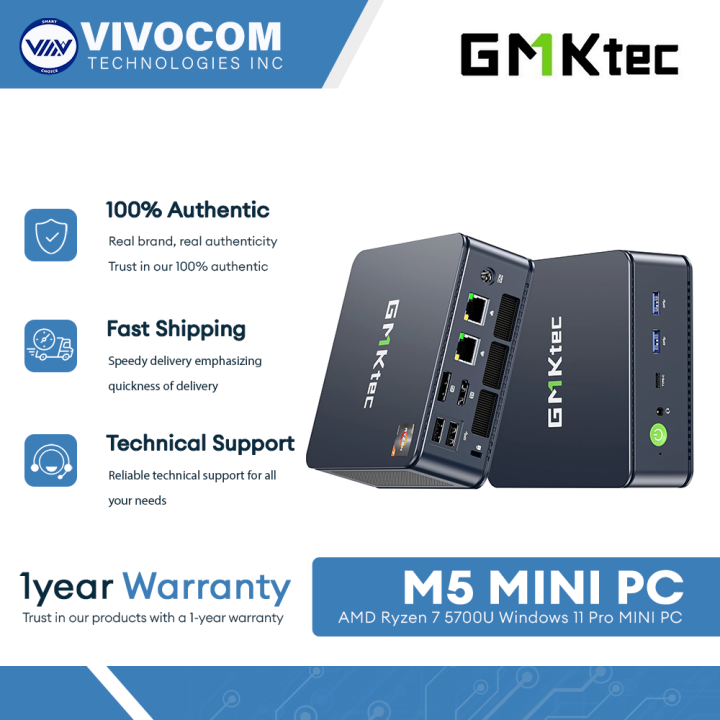 GMKtec M5 Mini PC AMD Ryzen 7 5700U Windows 11 Pro DDR4 16GBGB 512GB ...