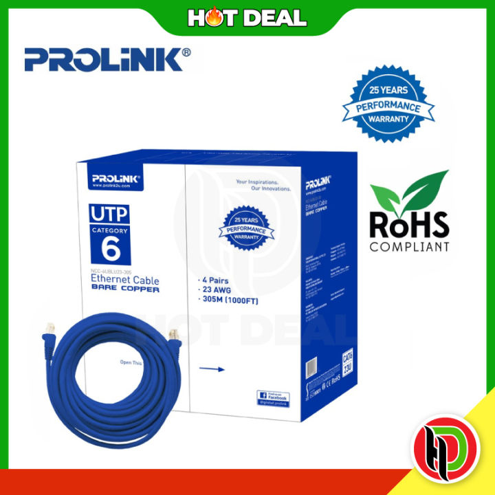 Hotdeal PROLiNK CAT6 100% Solid Full Copper UTP Network Ethernet Cable ...