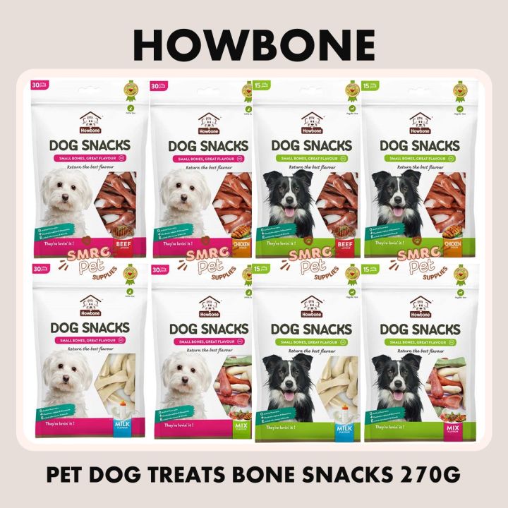 Howbone Pet Dog Treats Snacks Bone 15 / 30pieces 270g Beef Chicken Milk ...