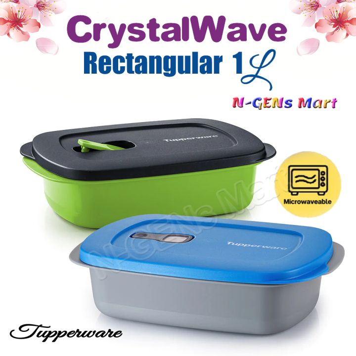 Tupperware Microwavable CrystalWave Rectangular Lunch Box 1L (Grey ...