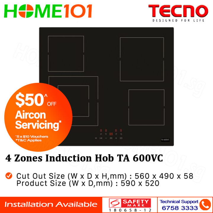 Tecno Built-In Induction Hob 4 Zones TA 600VC - FREE INSTALLATION ...