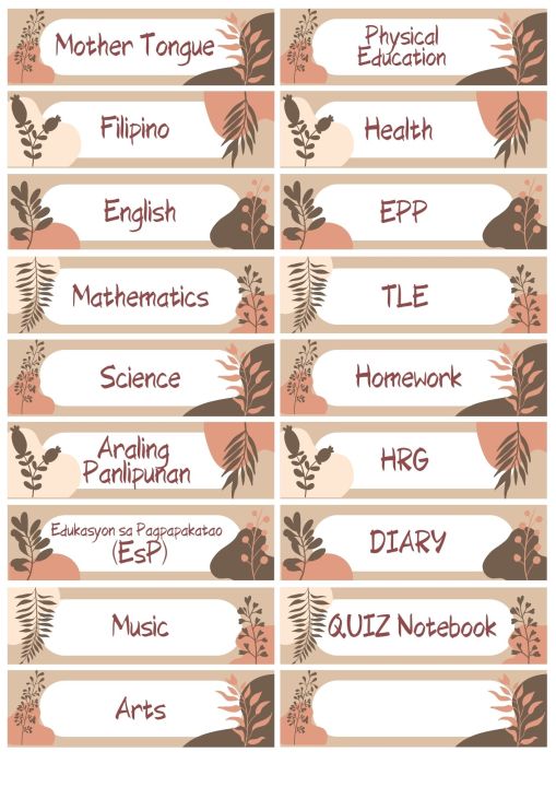 Aesthetic Subject Sticker label (Book and Notebook label) 18 piece per ...