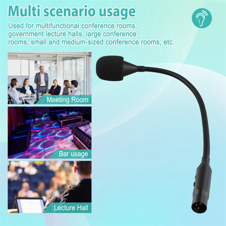 Gooseneck Microphone 3 Pin Flexible Noise Reduction Gooseneck Plug in ...