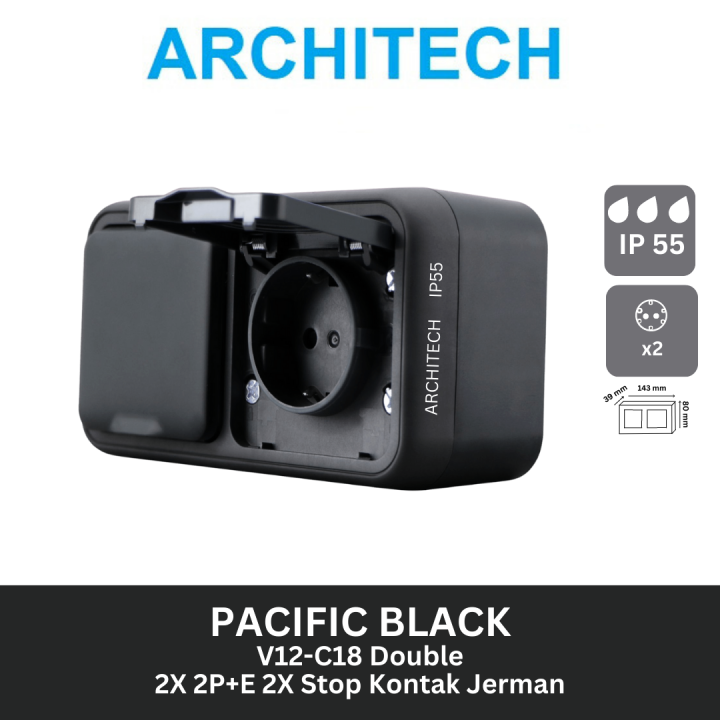 ARCHITECH STOP KONTAK DOUBLE / COLOKAN DOUBLE OUTDOOR WATERPROOF V12 ...