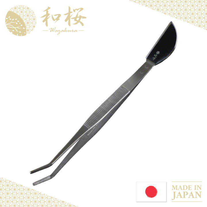 Wazakura Bonsai Curved Tip Tweezer with Spatula Made in Japan 8-1/4in ...