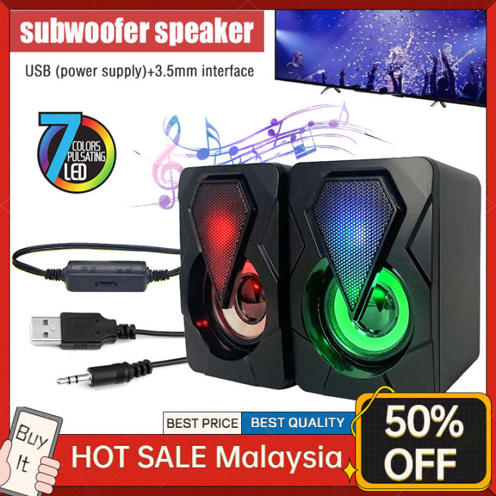 Stereo Speaker PC Computer Laptop RGB LED Gaming Speaker Mini Speaker ...