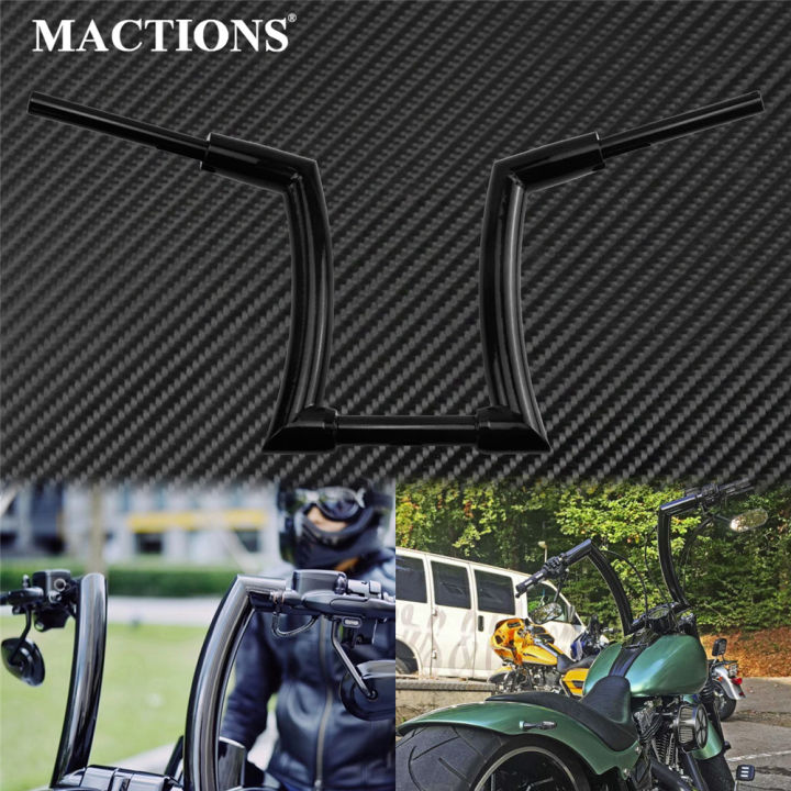 Motorcycle 12" 14" 16" Rise Handle Bar Gloss Black Iron Handlebars For ...