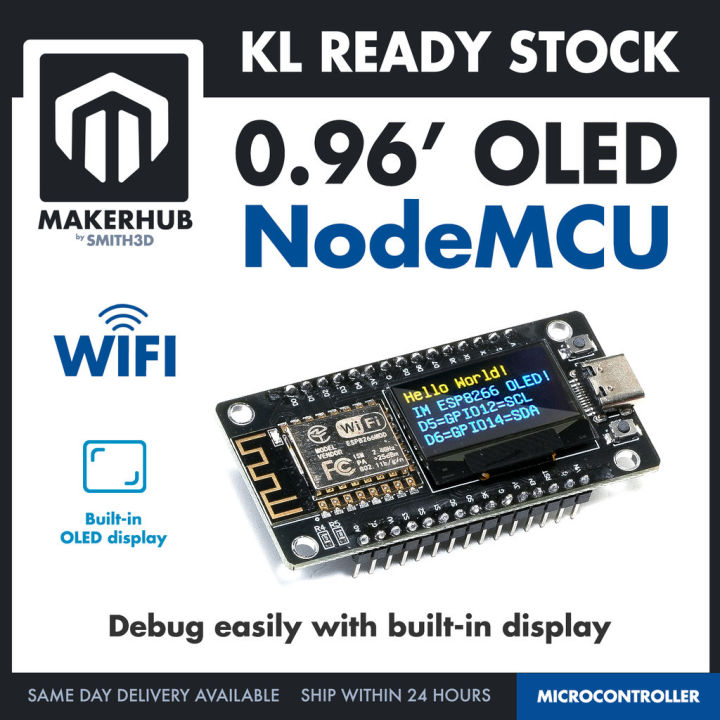 NodeMCU with 0.96' OLED ESP8266 Development Board 0.96 inch OLED Display IOT CH340 | Lazada
