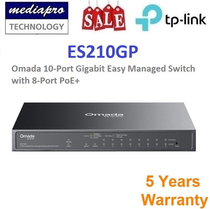 TP-LINK ES210GP Omada 10-Port Gigabit Easy Managed Switch with 8-Port ...