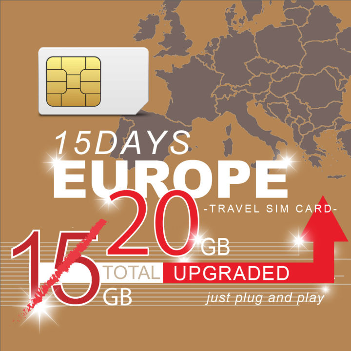 EUROPE 35 countries Travel Sim Card 15 Days upgraded total 15GB+5GB | Lazada PH