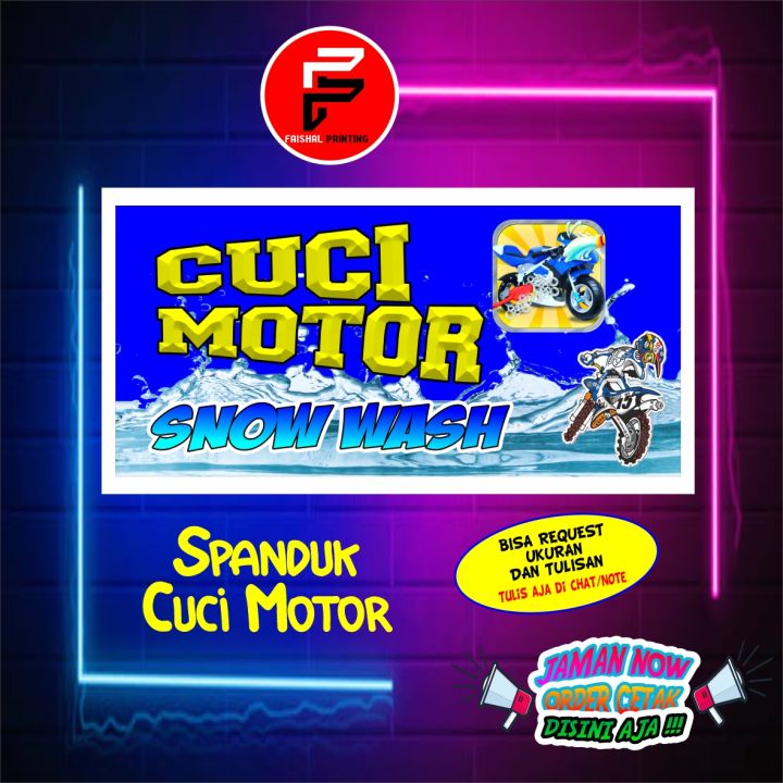 Spanduk / Banner Cuci motor Ukuran 3 x 1 meter | Lazada Indonesia