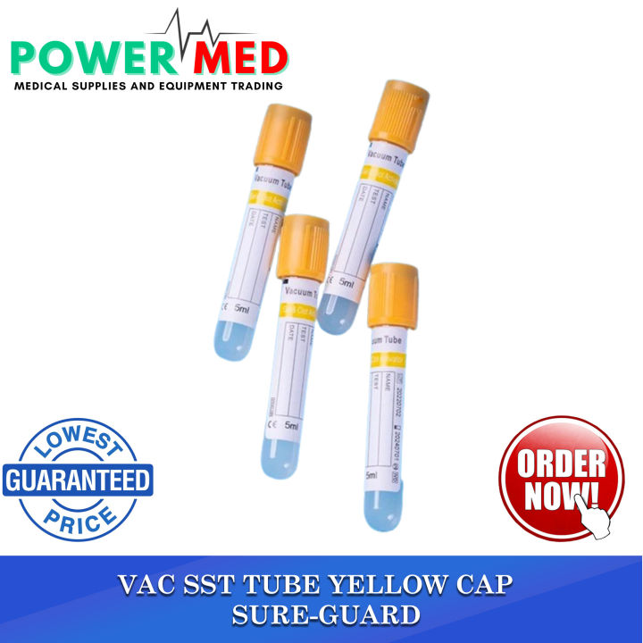 VAC SST TUBE YELLOW CAP PER TRAY (SURE-GUARD BRAND) | Lazada PH