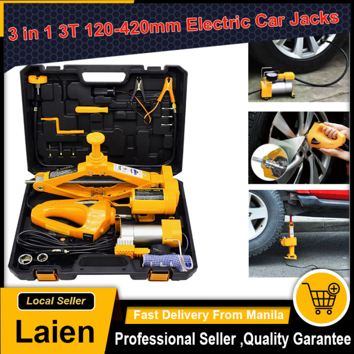3 in 1 3T 120-420mm Car Jacks 12V Electric Car Jack Kit Lift Jack with ...