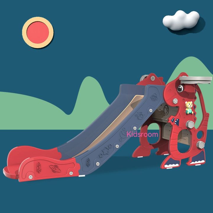 Kids Dinosaur Slide With Balls & Rings Indoor Folding Slide Play Set ...
