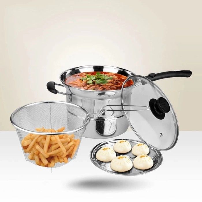Deep Fryer 22cm Multifungsi pot 3 in 1 Stainless | Lazada Indonesia