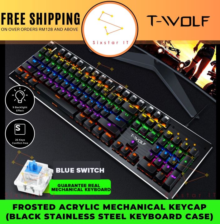 T70 Mechanical Gaming Keyboard Blue Switch RGB Light Metal Panel | Lazada