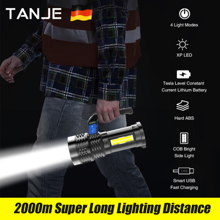 LED Flashlight High Power USB Rechargeable Powerful Emergency Portable ...