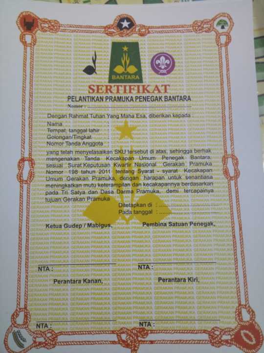 Sertifikat pramuka penegak TKU Bantara Laksana 20pcs | Lazada Indonesia