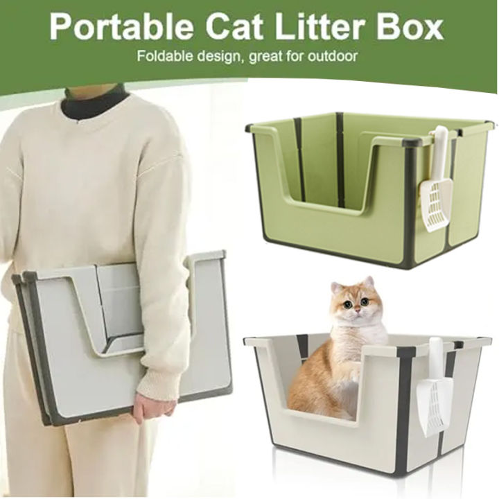 Outdoor Foldable Cat Litter Box Portable Folding Travel Pet Litter Box ...