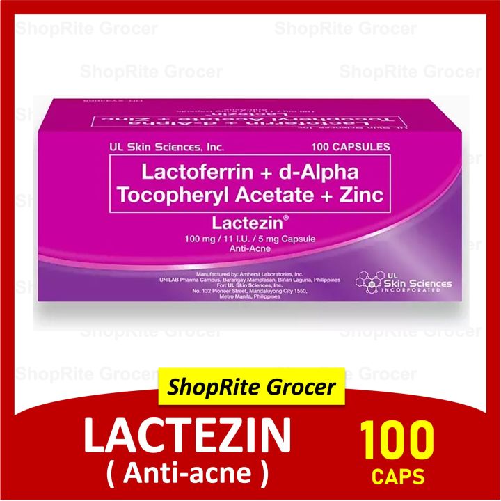 Lactezin 100 capsules - Acne Care (Lactoferrin + Vitamin E + Zinc) 100s ...