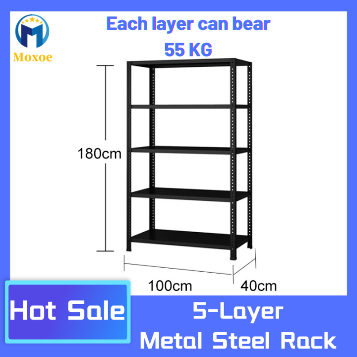 120x40x200cm Steel Rack Shelves Metal Multi-Purpose 5-Layer Shelving ...