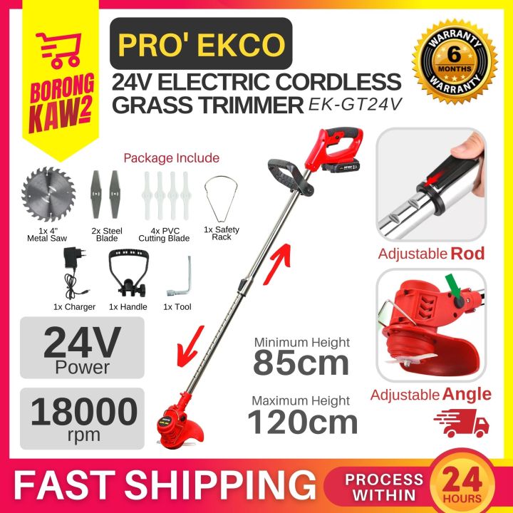 Malaysia Ready Stock PRO' EKCO EK-GT24V 24V Electric Grass Trimmer ...