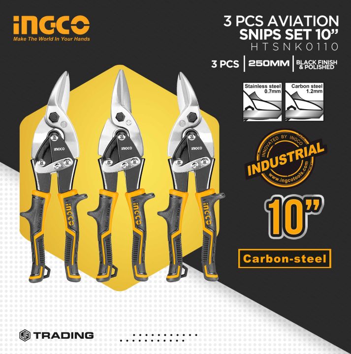 INGCO Industrial 3 pcs /Set Aviation Snip Set Left, Right and Straight ...