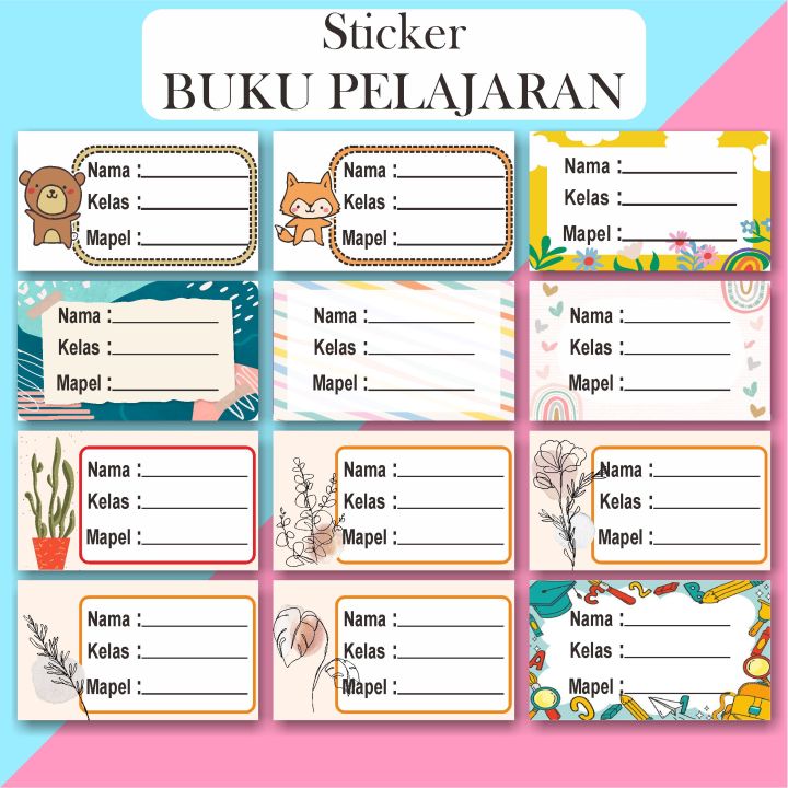 STIKER LABEL MATA PELAJARAN BISA PAKE FOTO CUSTOM NAMA ANAK STIKER NAMA SENDIRI STIKER BUKU ...