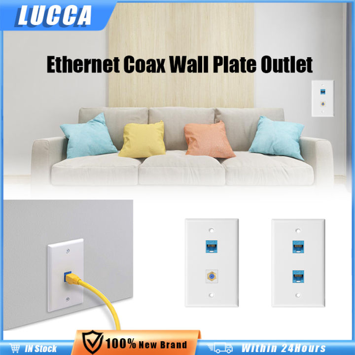 RJ45 Ethernet Coax Wall Plate Outlet with 1/2Pcs Cat6 Keystone Jack and ... RJ45 Ethernet Coax Wall Plate Outlet with 1/2Pcs Cat6 Keystone Jack and ...