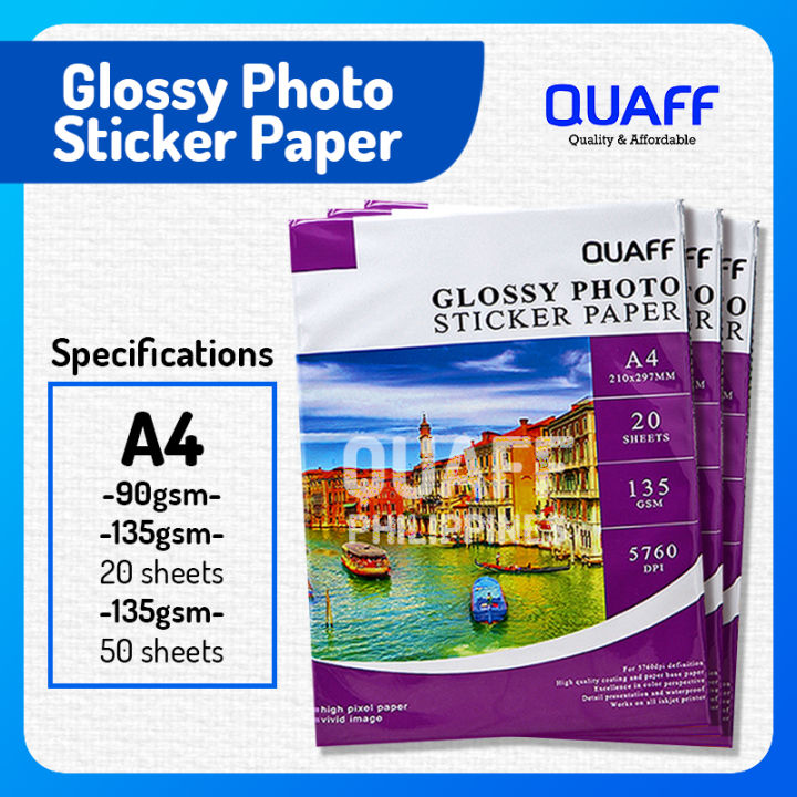 QUAFF Glossy Photo Sticker A4 Size Inkjet Paper Sticker 90gsm & 135gsm ...