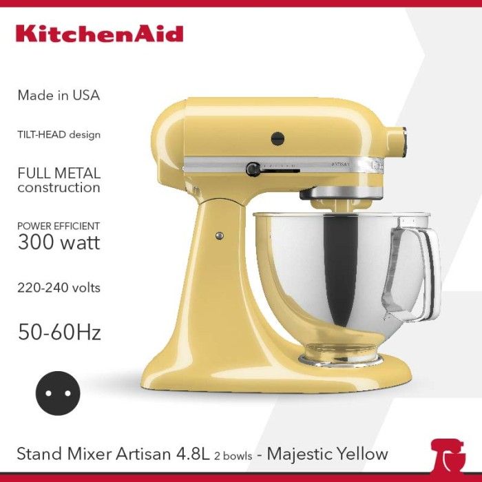 KitchenAid Artisan Mixer 4.8L Majestic Yellow - 5KSM195PSNMY | Lazada ...