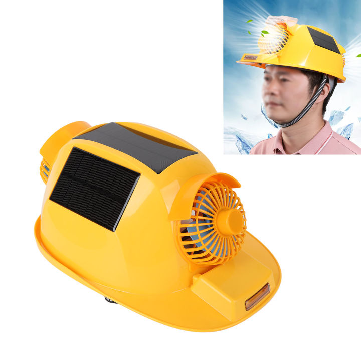 [Wondering] Hard Hat Double Fan Helmet With Light Solar Safety Helmet ...