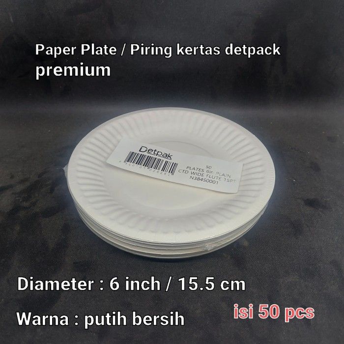 Piring Kertas / Paper Plate 6" / 15,5 cm Detpack isi 50 pcs | Lazada ...