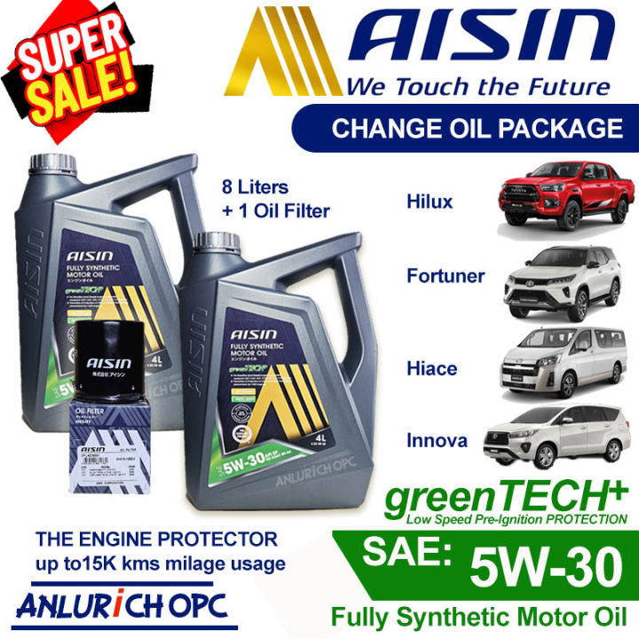 AISIN 5W-30 FULLY SYNTHETIC Change oil package TOYOTA Fortuner Hiace ...