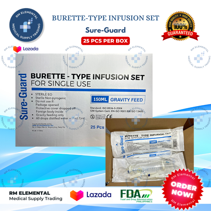 BURETTE / SOLUSET - TYPE INFUSION SET SURE-GUARD 150 ML GRAVITY FEED 25 ...