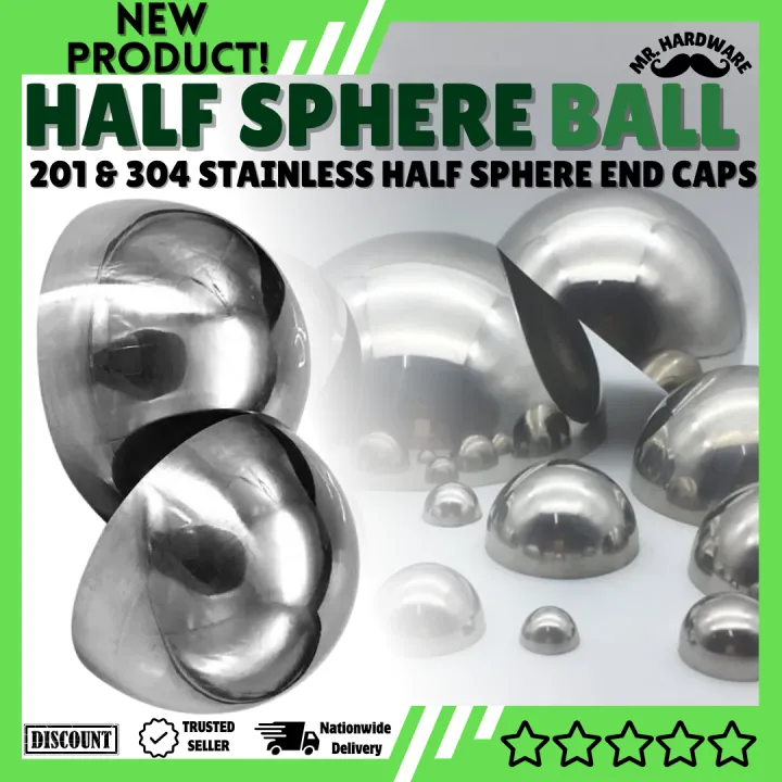 Stainless Steel Half Sphere End Caps 3/4 inch to 3 inches Round Tube ...