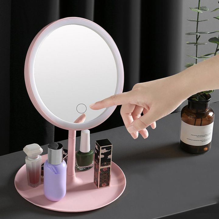 HL Desktop Makeup Mirror Touch Screen LED Brightness Mirror Three Color ...