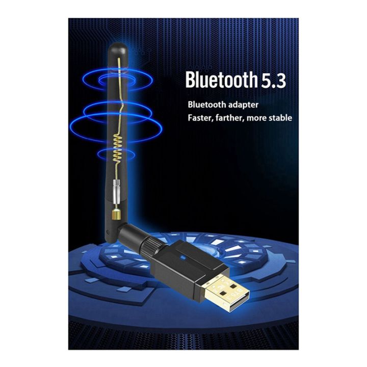 2X 100M USB Bluetooth 5.3 Adapter USB Bluetooth Transmitter Receiver ...