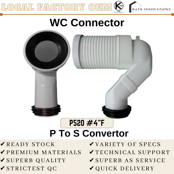 Flexible P to S Convertor & Traps 4" Offset for WC/ Toilet Bowl P520 #4 ...