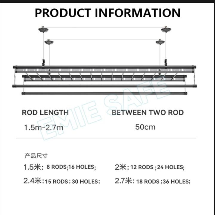 Laundry Rack Automatic Clothes Drying Rack Double Pole Lifting Laundry ...