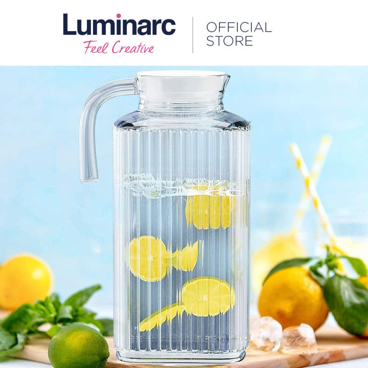 Luminarc Quadro 1.7L Clear Glass Pitcher Water Juice Ref Fridge Jug ...
