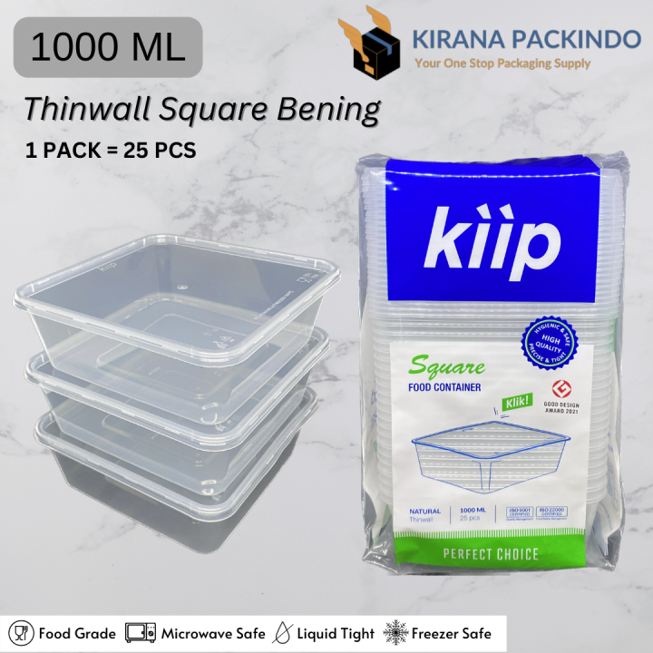 Kiip Thinwall Square Persegi Bening Size 1000ml 1500ml 2000ml